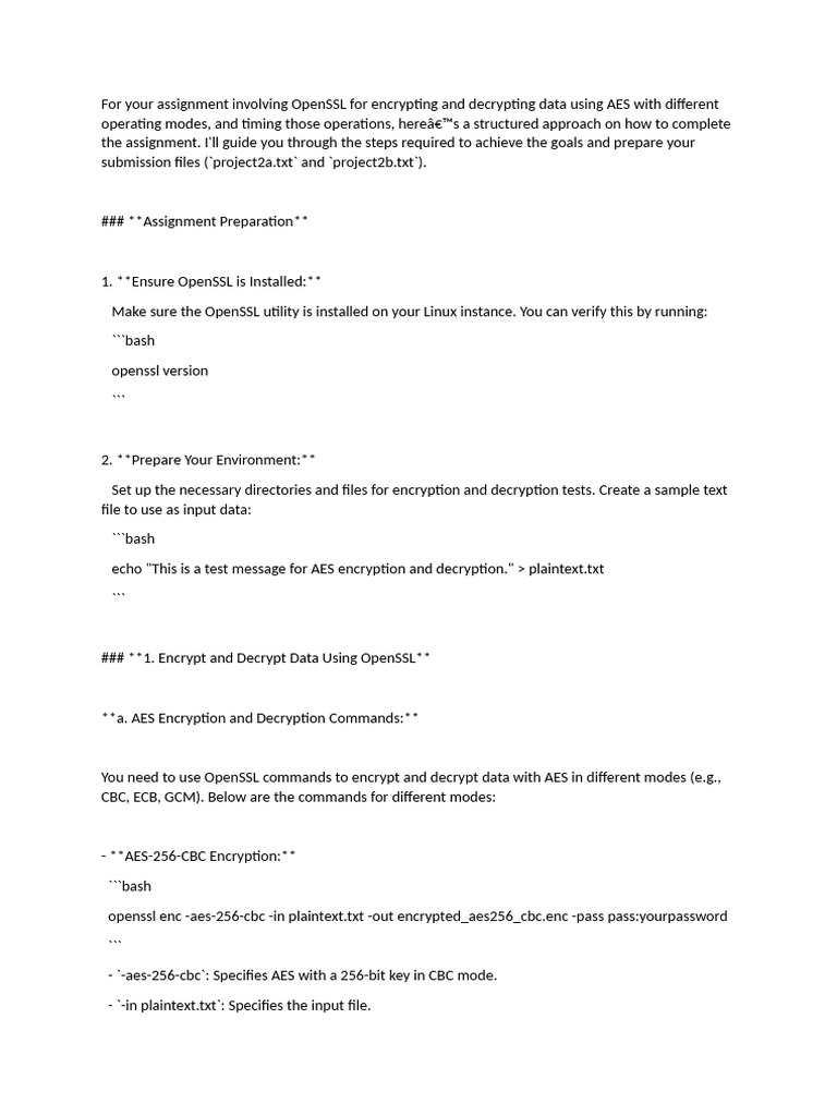 For Your Assignment Involving OpenSSL For Encrypting and Decrypting Data Using AES With ...