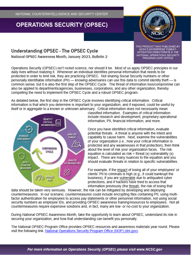 NCSC One Page OpSec Guide | PDF | Security | Computer Security