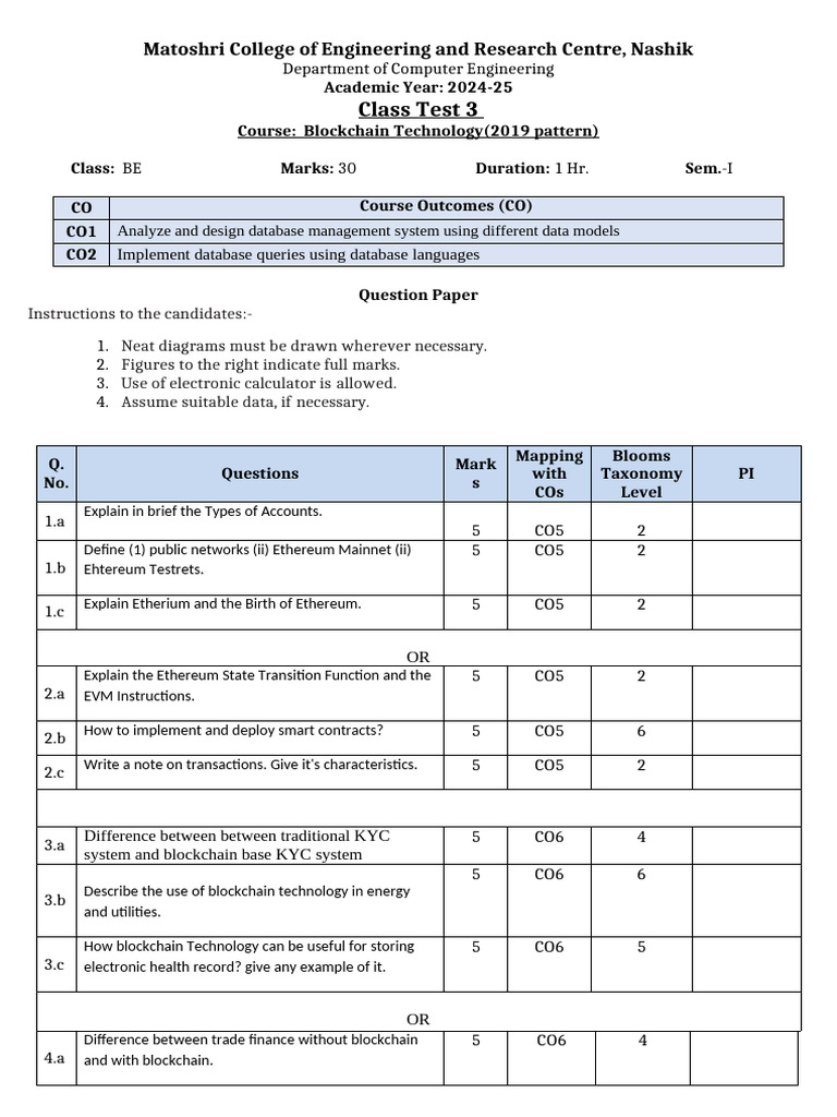 Class Test 3-BT | PDF | Databases | Information Technology Management