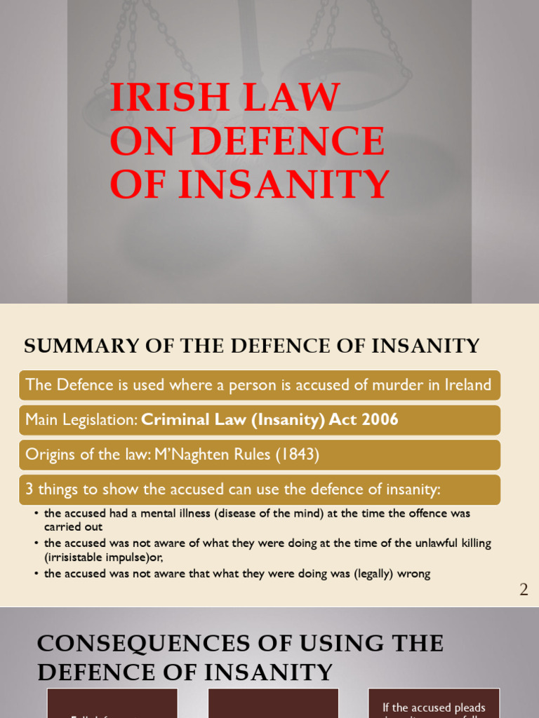 Final Summary Defence of Insanity in Irish Law | PDF | Insanity Defense ...