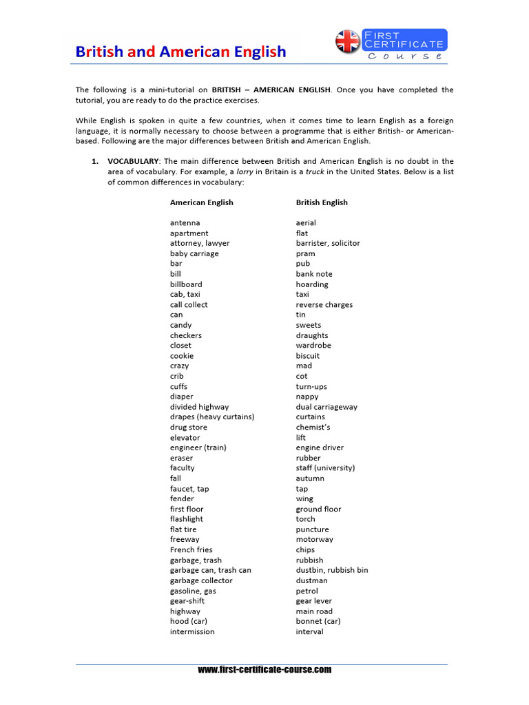 British vs American English Guide | PDF | English Language | Stress ...