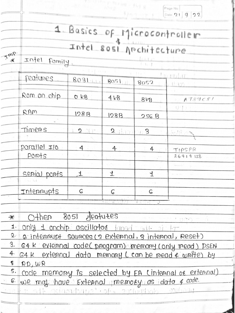 1. Basics of Microcontroller and Intel 8051 Architecture | PDF
