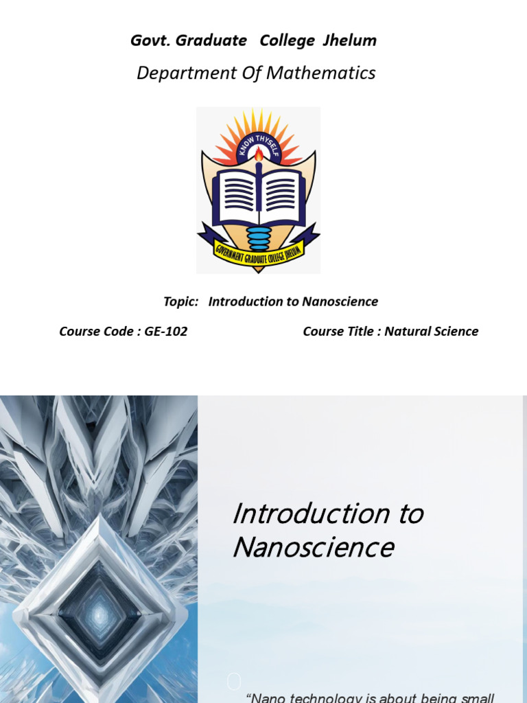 Introduction to Nanoscience Overview | PDF | Nanotechnology | Nanomaterials