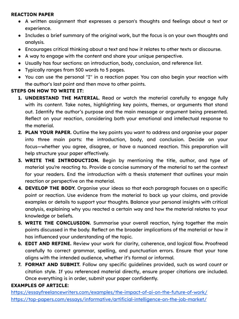 Reaction-Critique Paper Eapp | PDF | Thought | Critical Thinking