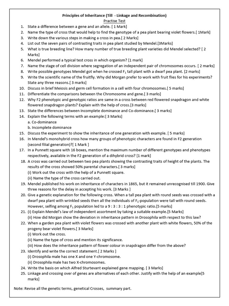 Principles of Inheritance | PDF | Dominance (Genetics) | Genetics