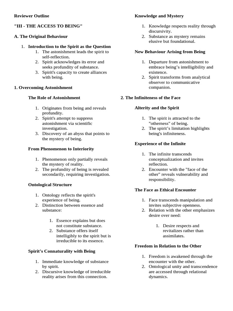 Reviewer Outline Meta Access of being | PDF | Existence | Essence