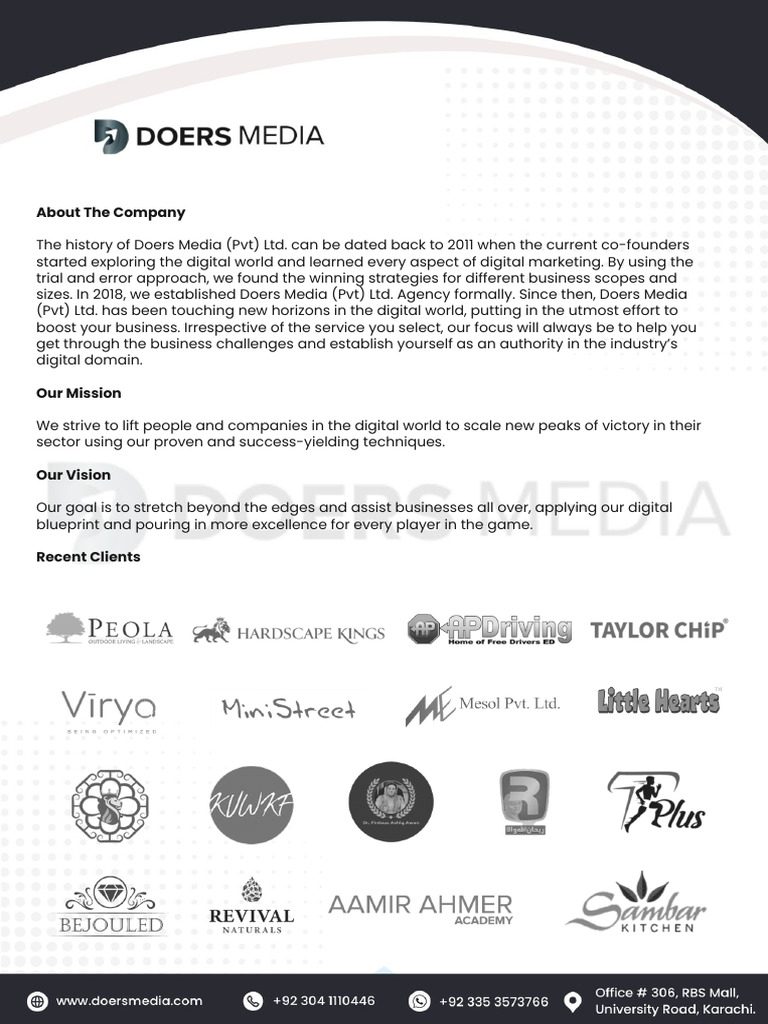 Doers Media Company Profile | PDF | Digital Marketing | Search Engine Optimization