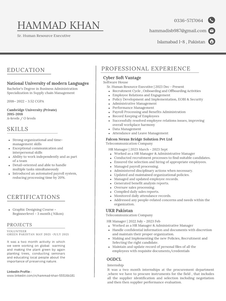 Hammad Resume | PDF | Recruitment | Human Resources