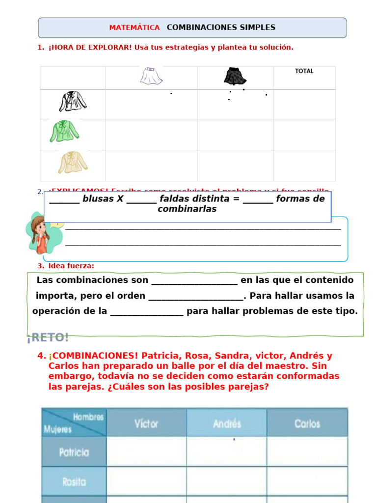 7 de nov FICHA MATE JUEVES 3 NOV COMBINACIONES | PDF
