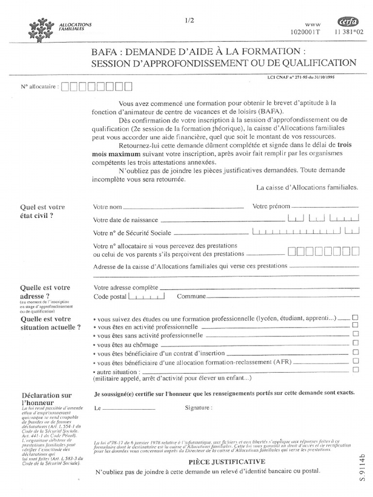 Formulaire CNAF | PDF