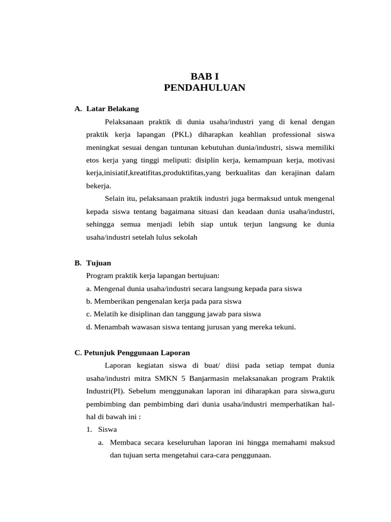 Isi laporan PKL | PDF