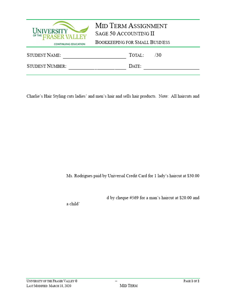 Sage 2 - Midterm Assignment Instruction Sheet | PDF | Cheque | Money