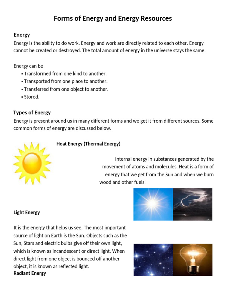 Energy Forms and Energy Resources | PDF | Atoms | Light