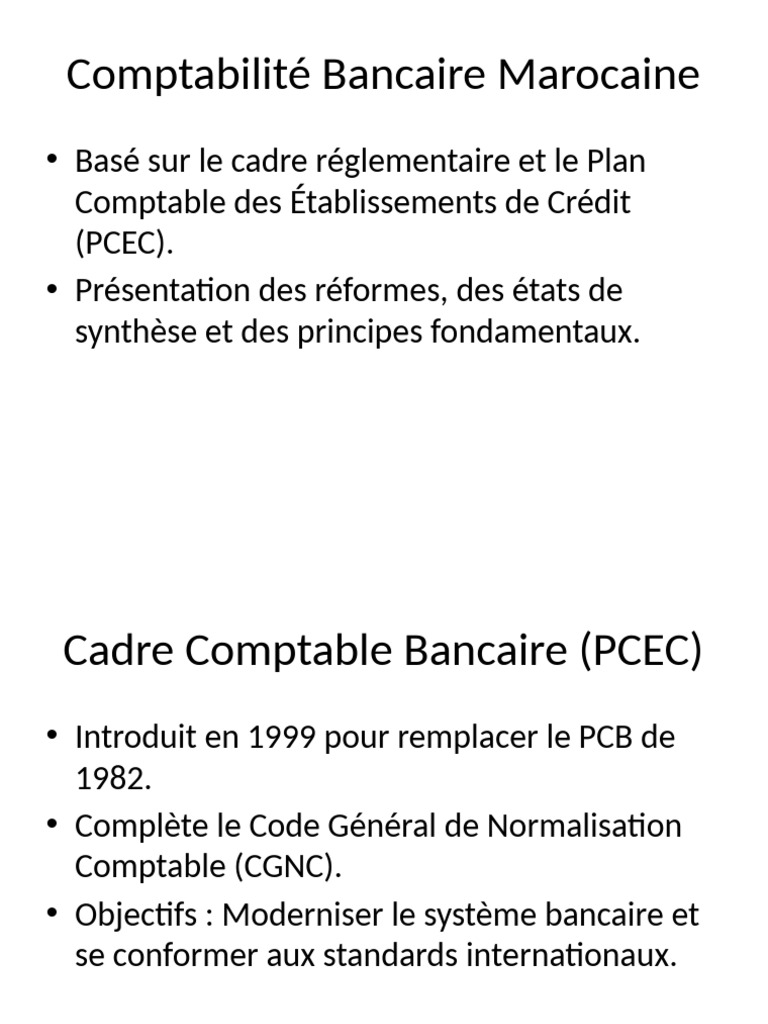 Comptabilité Bancaire et PCEC au Maroc | PDF