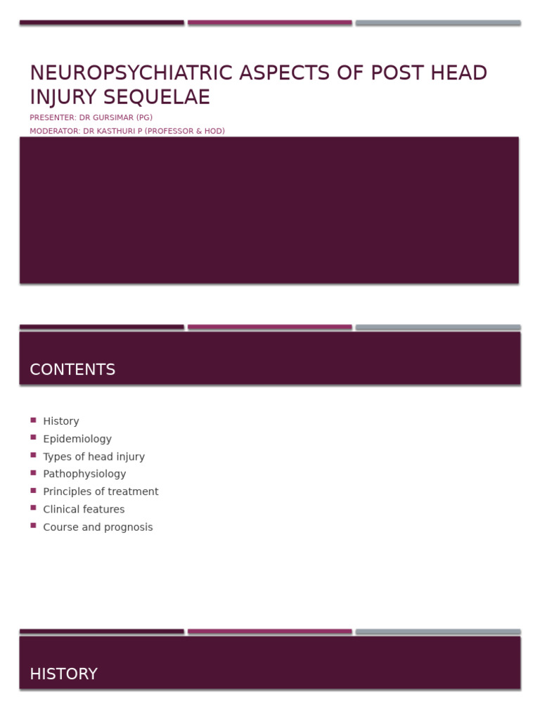 Neuropsychiatric Aspects of Post Head Injury Sequelae | PDF | Mania ...