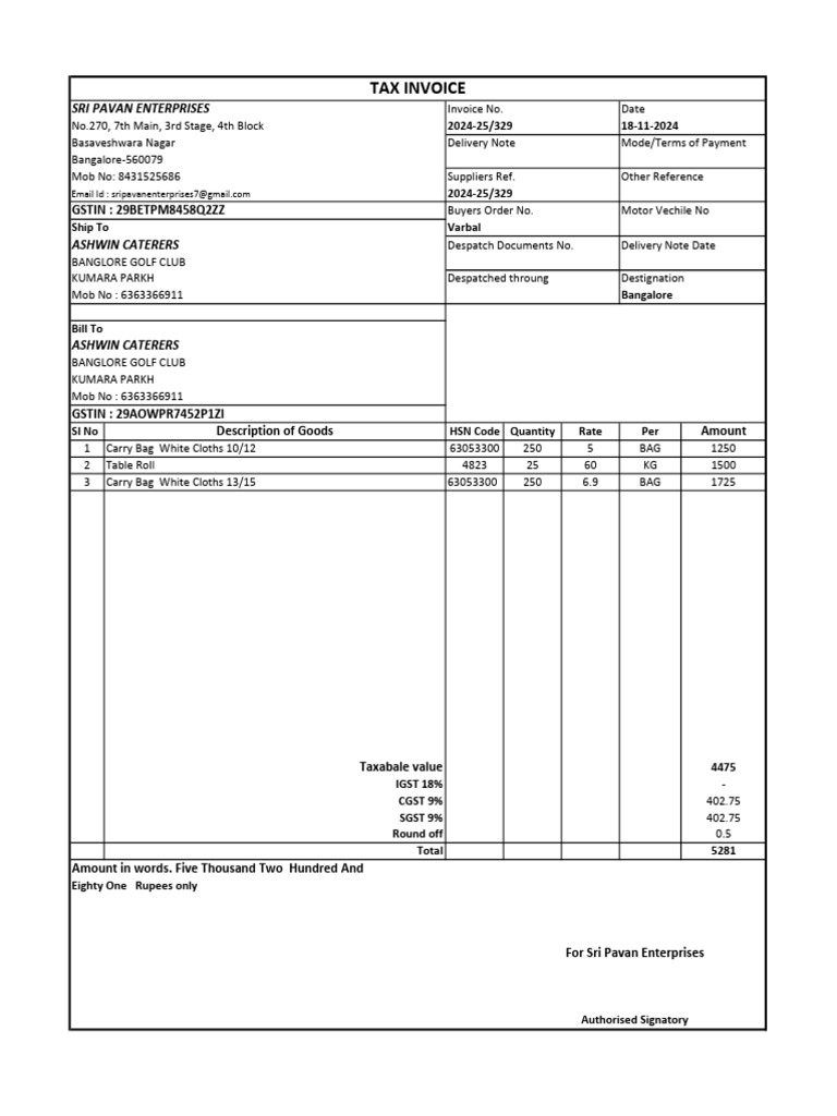Golf Club Bill No 329 (18-11-2024) | PDF | Taxes | Taxation
