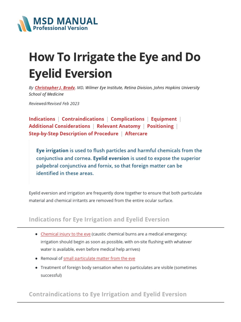 How To Irrigate The Eye and Do Eyelid Eversion - Eye Disorders - MSD ...