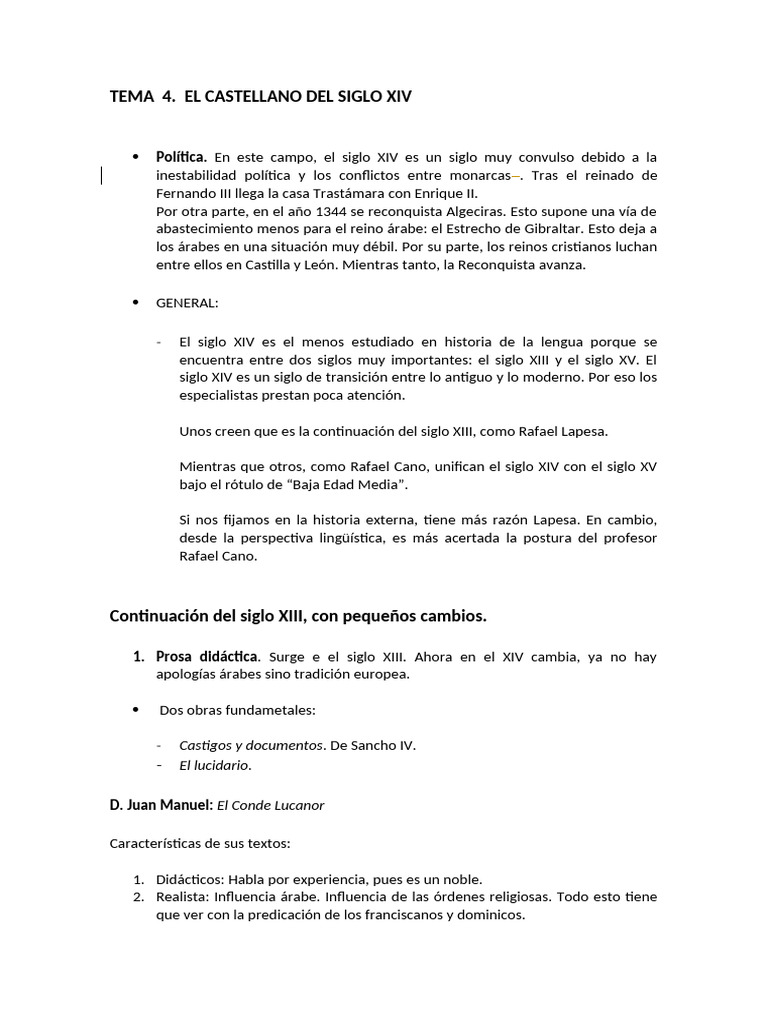 TEMA 4 Siglo XIV | PDF | Lingüística