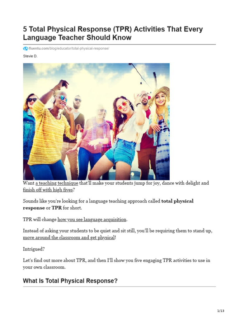 total-physical-response | PDF | Language Acquisition | Cognition