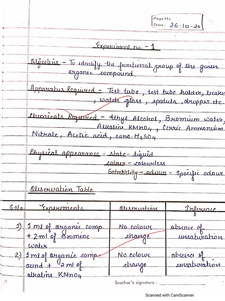 Organic Functional Group Tests - Experiment-1 | PDF