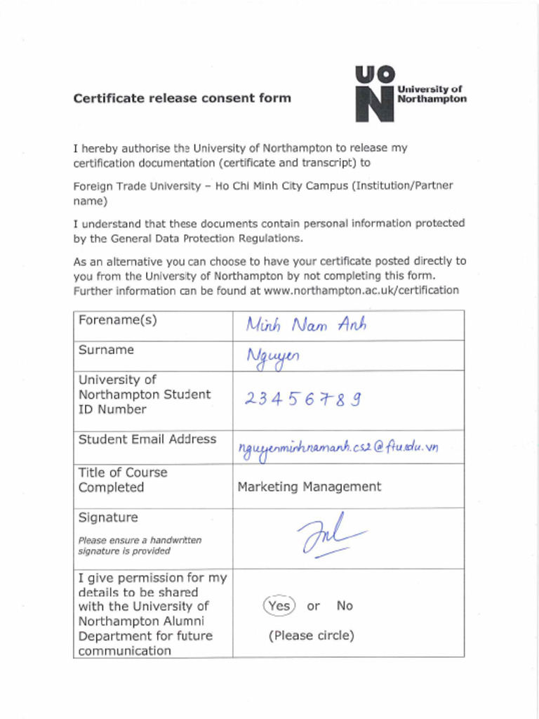 [SAMPLE] Consent form | PDF