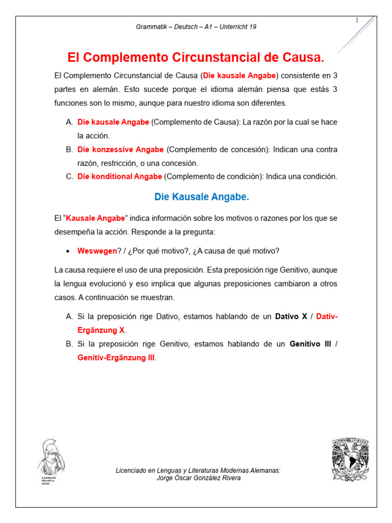 El Complemento Circunstancial de Causa Parte 1 | PDF | Idiomas ...