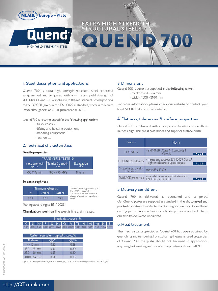QUEND 700 Extra High Strength Structural Steel | PDF | Structural Steel ...