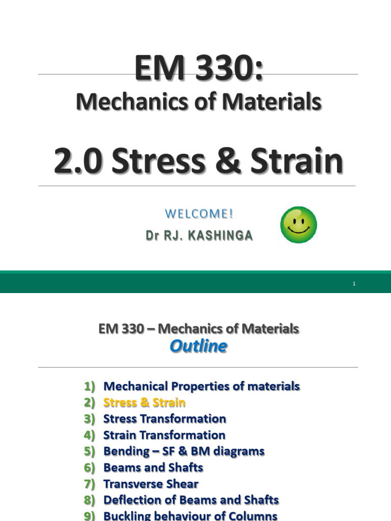 Em 330 Lecture #2 - Stress & Strain | PDF | Young's Modulus | Strength Of Materials