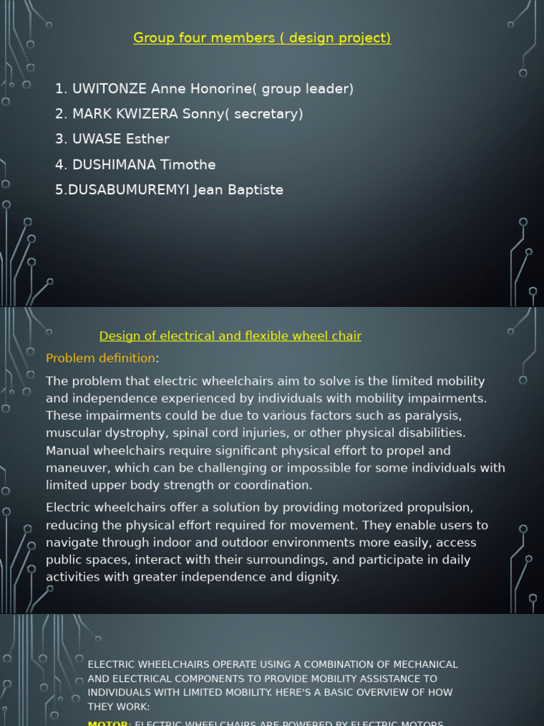Electric wheel chair design | PDF | Wheelchair | Manufactured Goods
