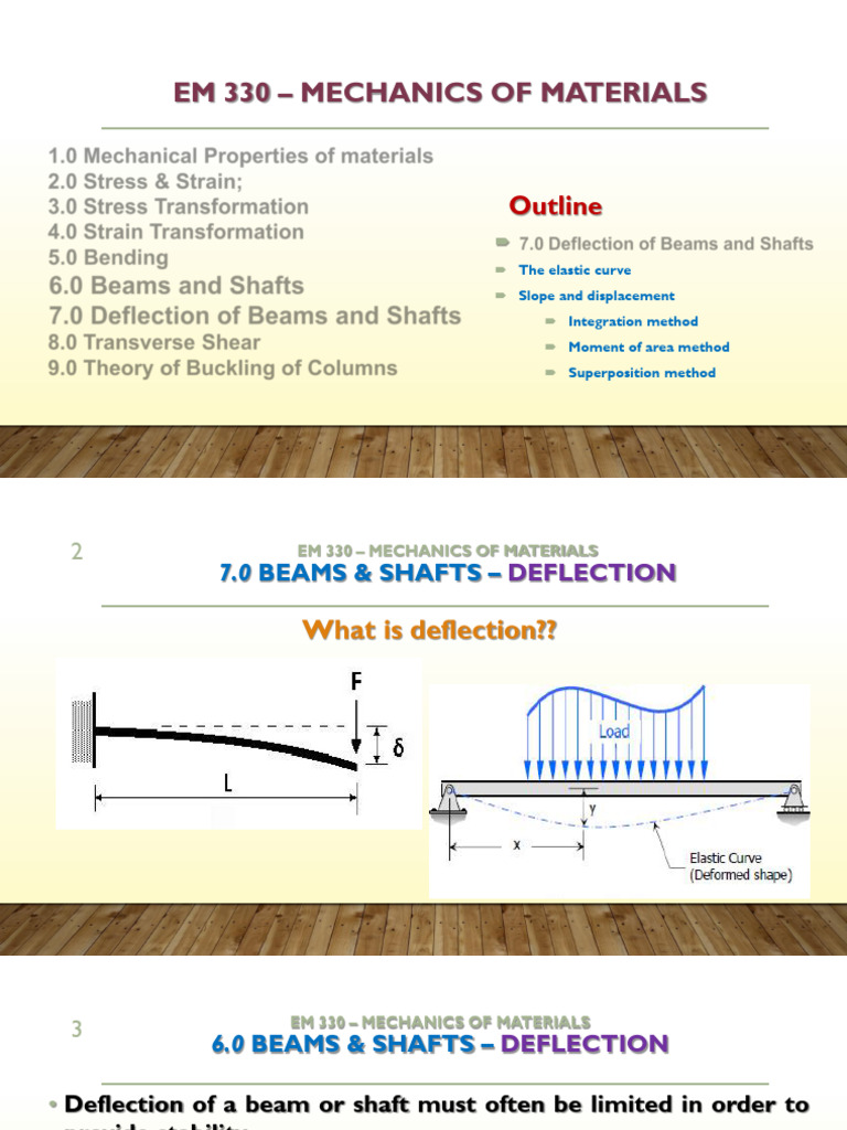 EM 330 LECTURE #7 - DEFLECTION of BEAMS & SHAFTS | PDF | Beam ...