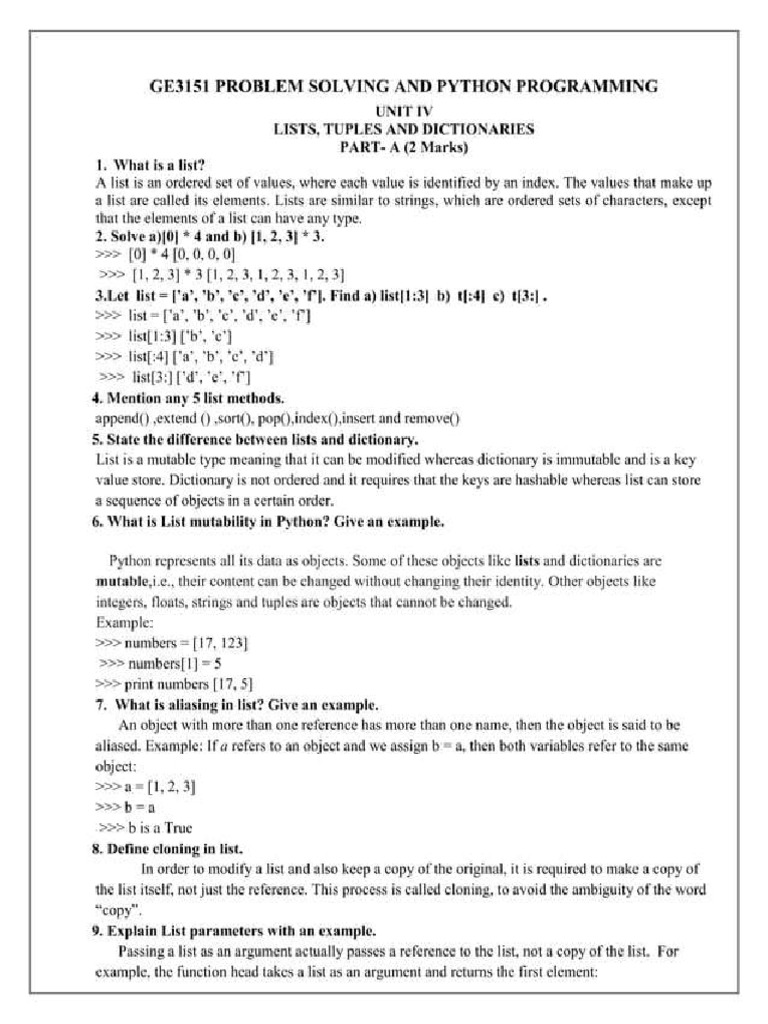 Unit 4 Question Bank PSPP | PDF