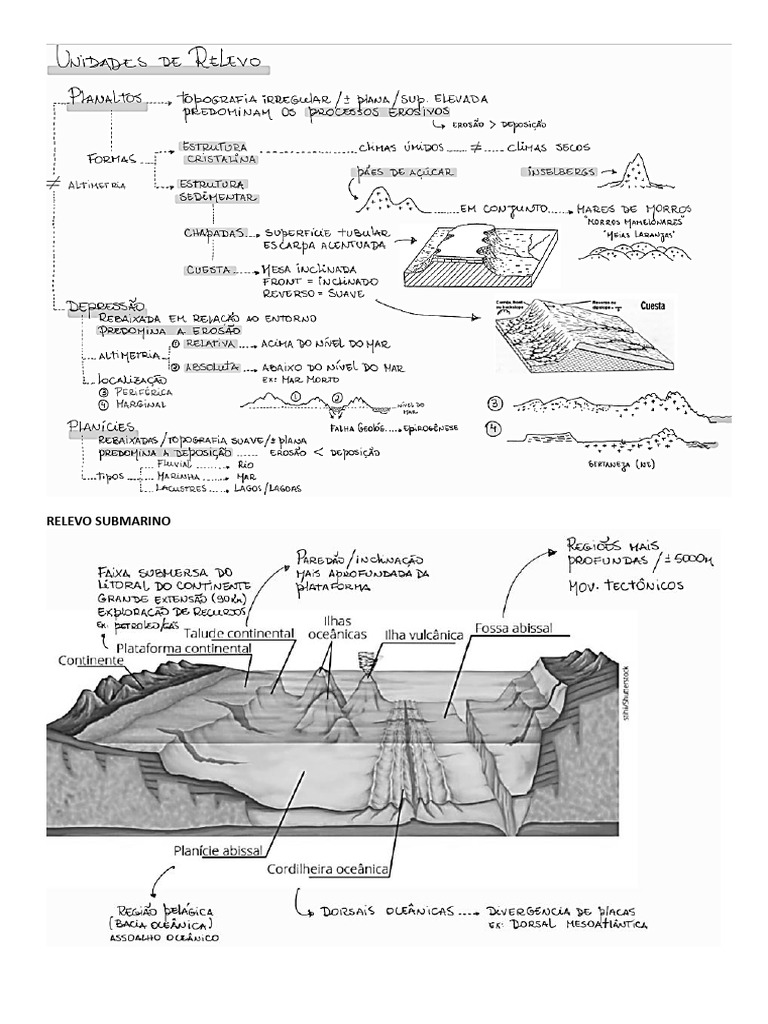 Tipos de Relevo Submarino e Terrestre | PDF | Terreno | Solo oceânico