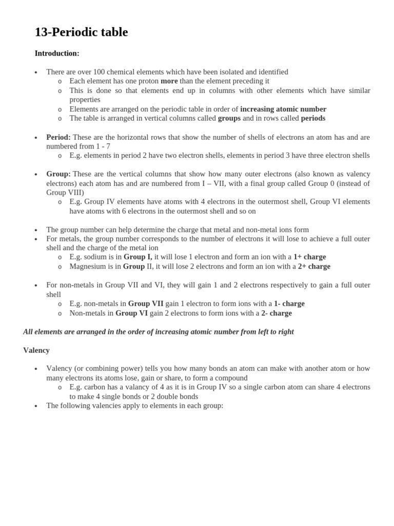 periodic table notes | PDF | Ion | Iodine