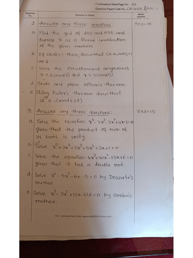 1st Semester BSC Maths QP | PDF