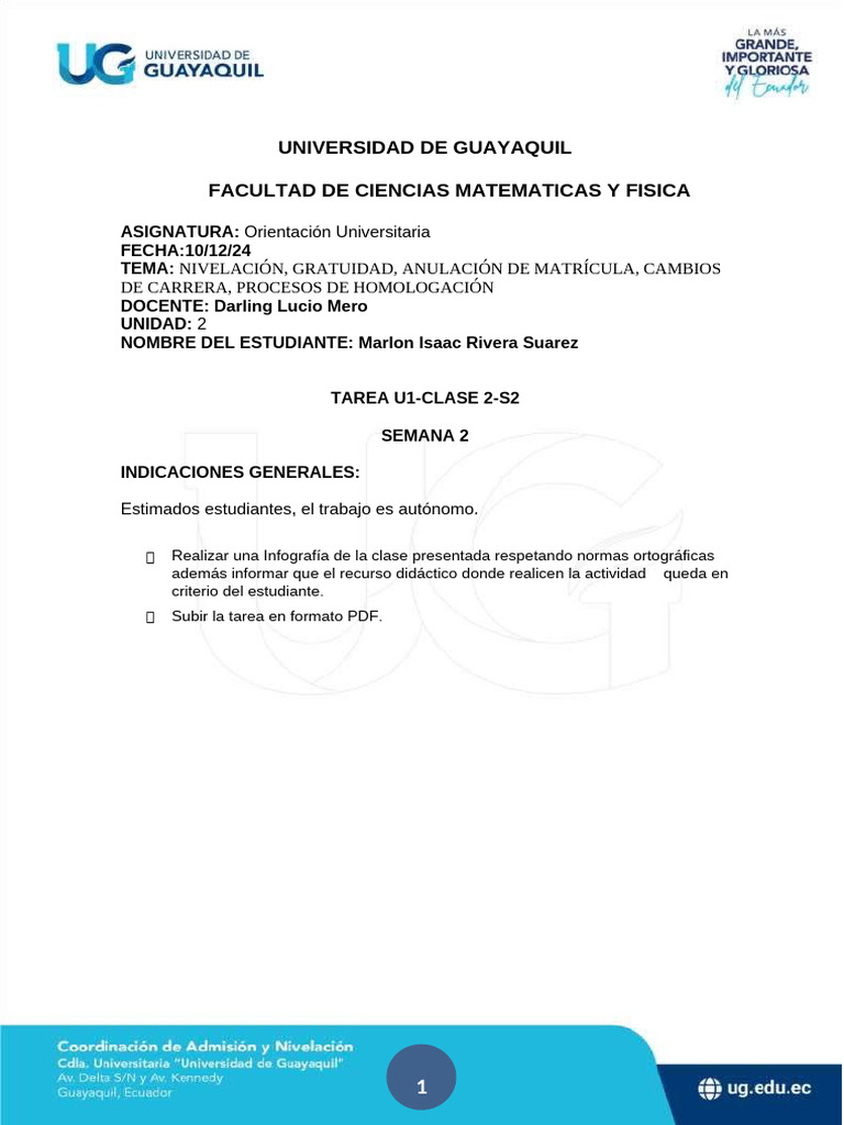 TAREA U1-CLASE 2-S2 -ESTUDIANTE | PDF
