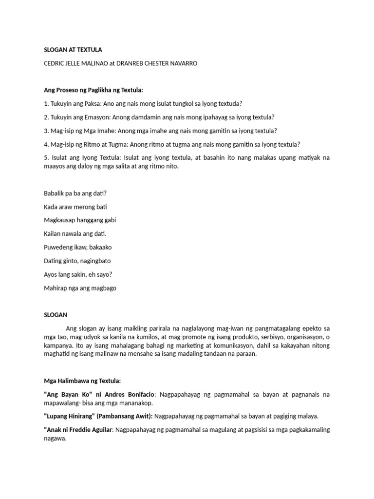 Slogan at Textula | PDF