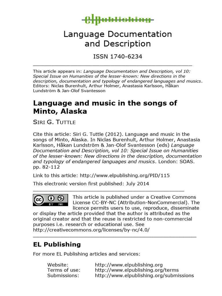 Language Documentation and Description | PDF | Tone (Linguistics) | Rhythm