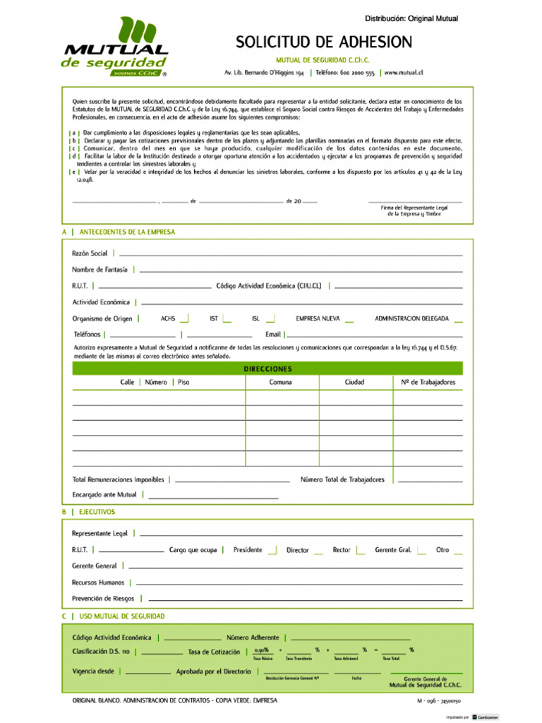 SOLICITUD DE ADHESION MUTUAL (Nuevo Formato) | PDF