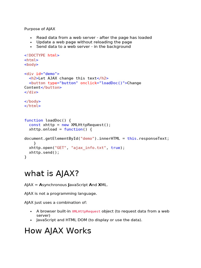 unit 2 AJAX | PDF | Ajax (Programming) | World Wide Web unit 2 AJAX | PDF | Ajax (Programming) | World Wide Web