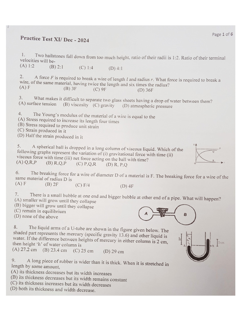 Phy Practice Test XI | PDF