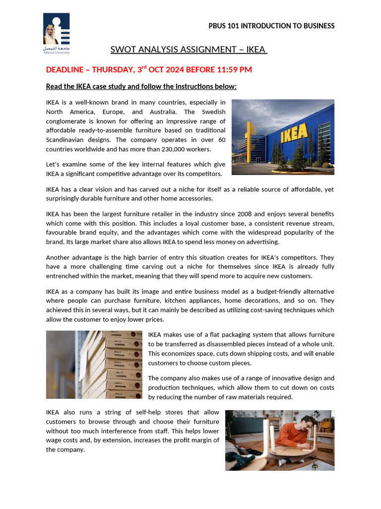 SWOT Analysis Assignment - IKEA | PDF | Brand | E Commerce