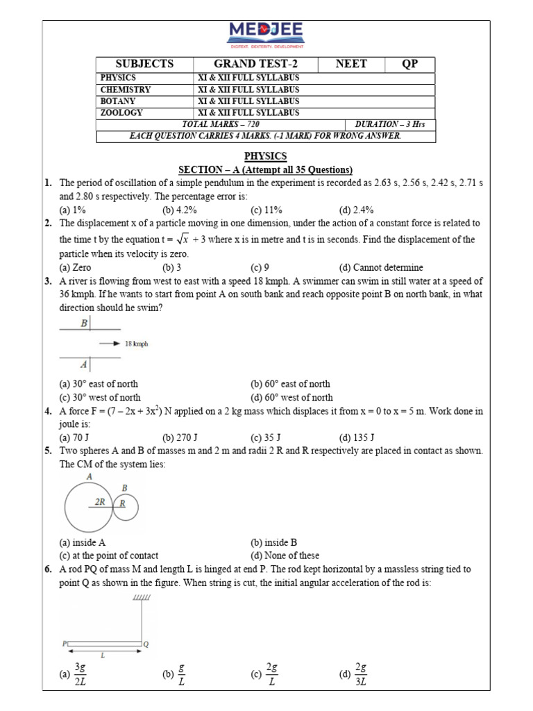 Neet Grand Test-2 QP | PDF | Chemical Polarity | Chemical Bond