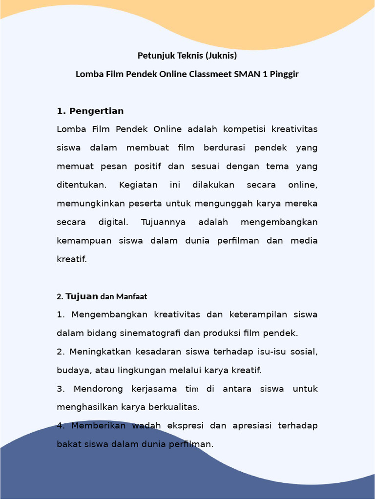 Juknis Film Pendek Online Classmeet SMAN1PGR | PDF