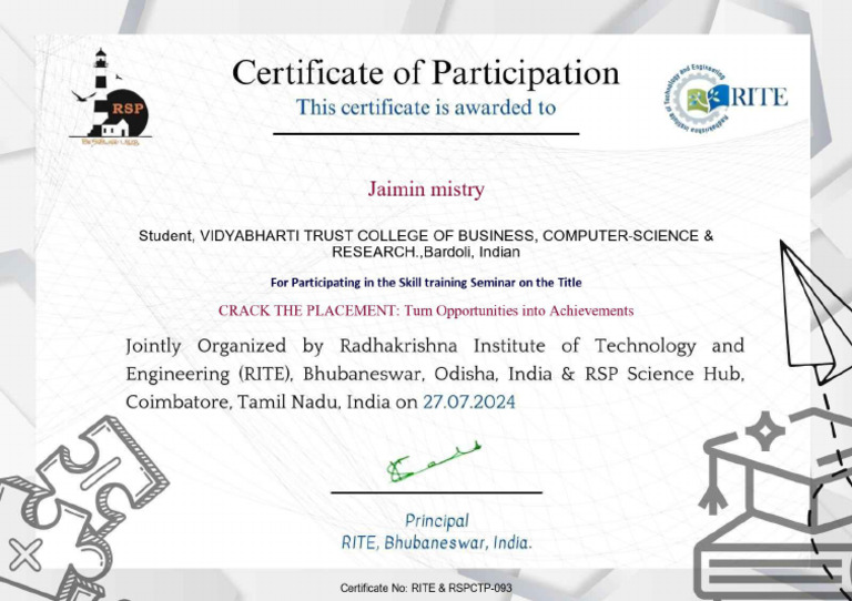 Jaimin mistry_certificate | PDF