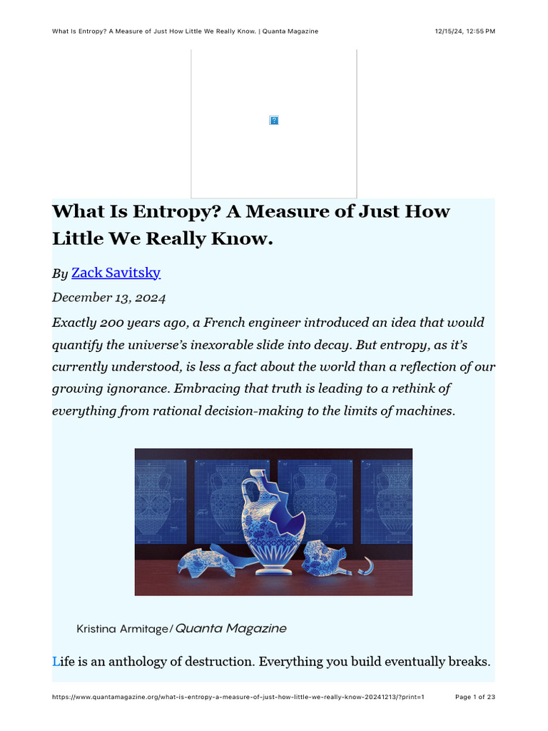 What is Entropy? a Measure of Just How Little We Really Know. | Quanta ...