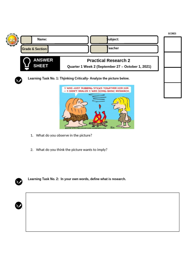 AnswerSheet PR2 Week-1 | PDF