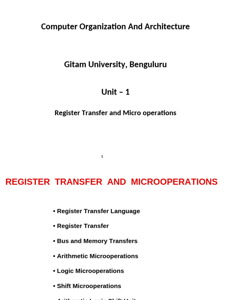 COA_UNIT-1 | PDF | Computer Data Storage | Logic Gate