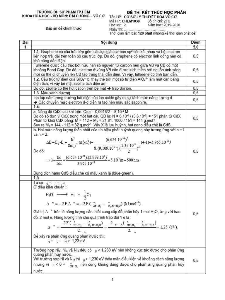 Dap An de Chinh Thuc CSLTVC Hkii 2020 | PDF
