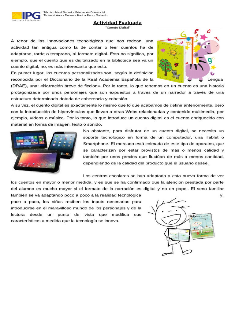 TICS en El Aula - Actividad Evaluada - Cuento | PDF | Cuentos | Microsoft PowerPoint