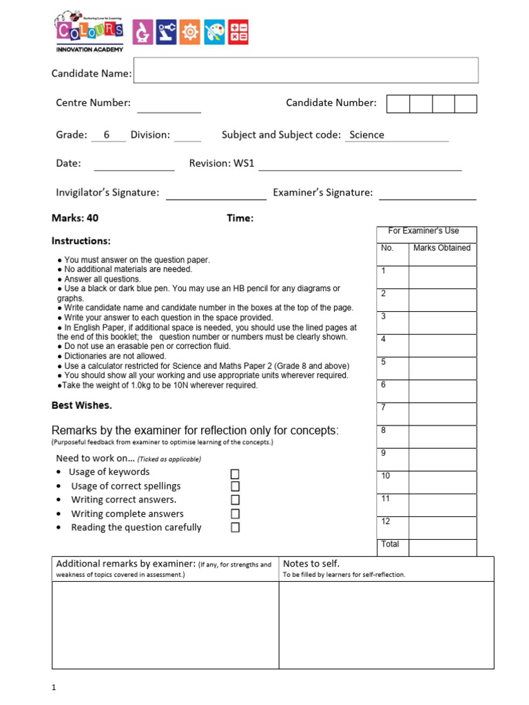 Grade 6 SA1 MS Revision 2 Science Paper 24 - 25 | PDF | Matter | Mass